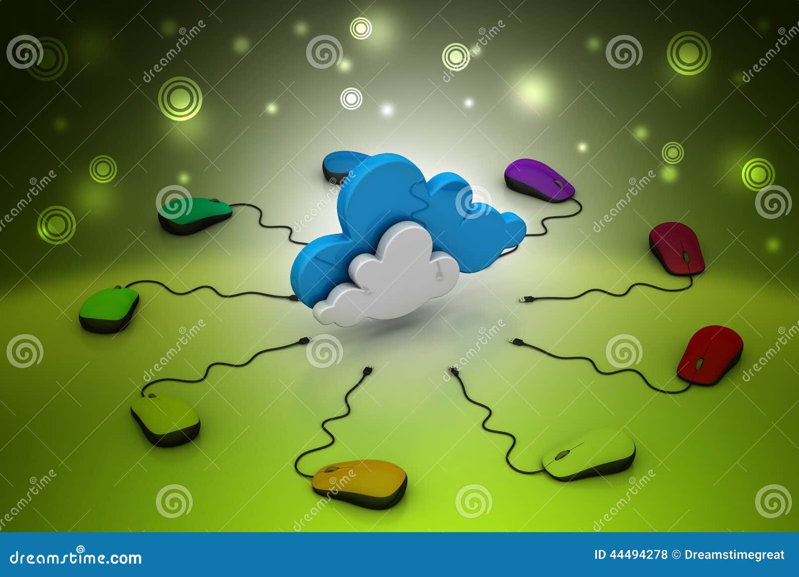 Computer Mouse Connected To a Cloud Stock Illustration - Illustration ...