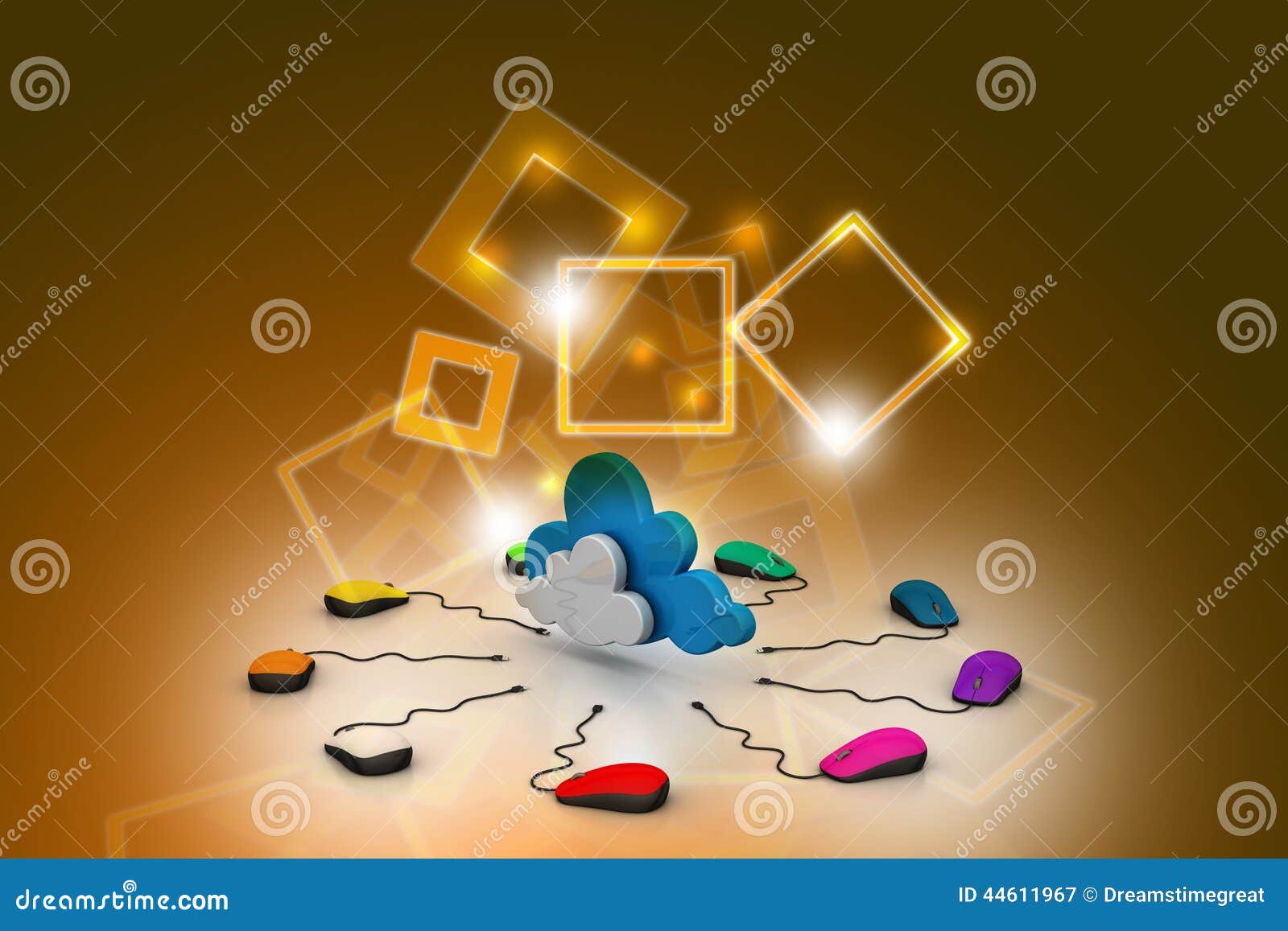 Computer Mouse Connected To a Cloud Stock Illustration - Illustration ...