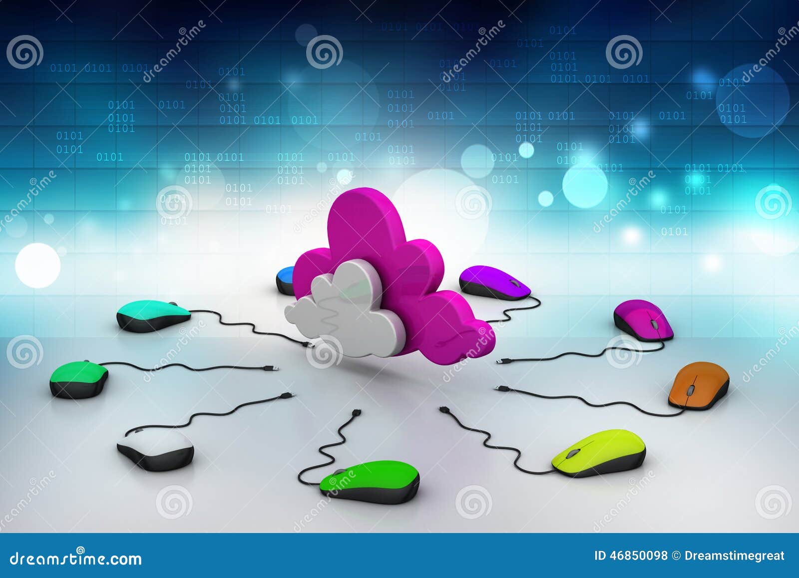 Computer Mouse Connected To a Cloud Stock Illustration - Illustration ...