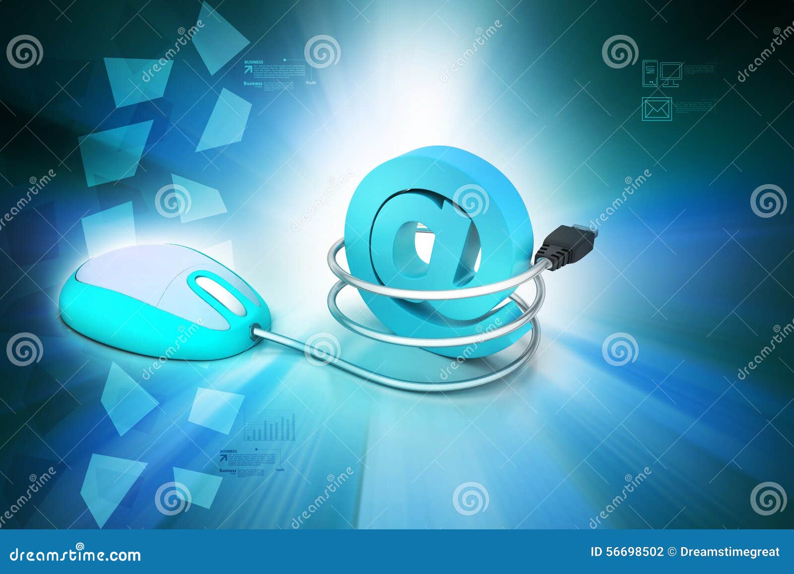 Computer Mouse Connected To an E-mail Symbol Stock Illustration ...