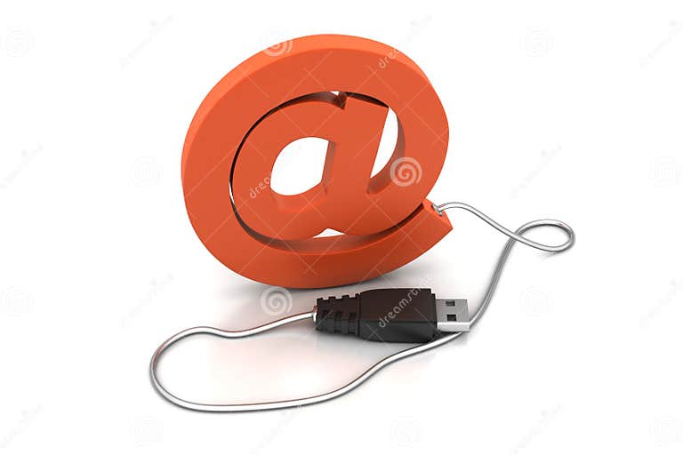 Computer Mouse Connected To an E-mail Symbol Stock Illustration ...