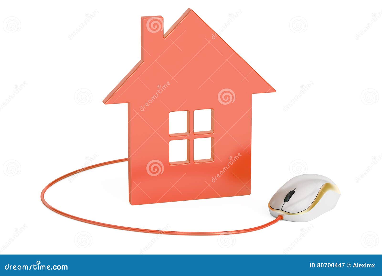 Computer Mouse Connected To House, Home Control Concept or Real-estate ...
