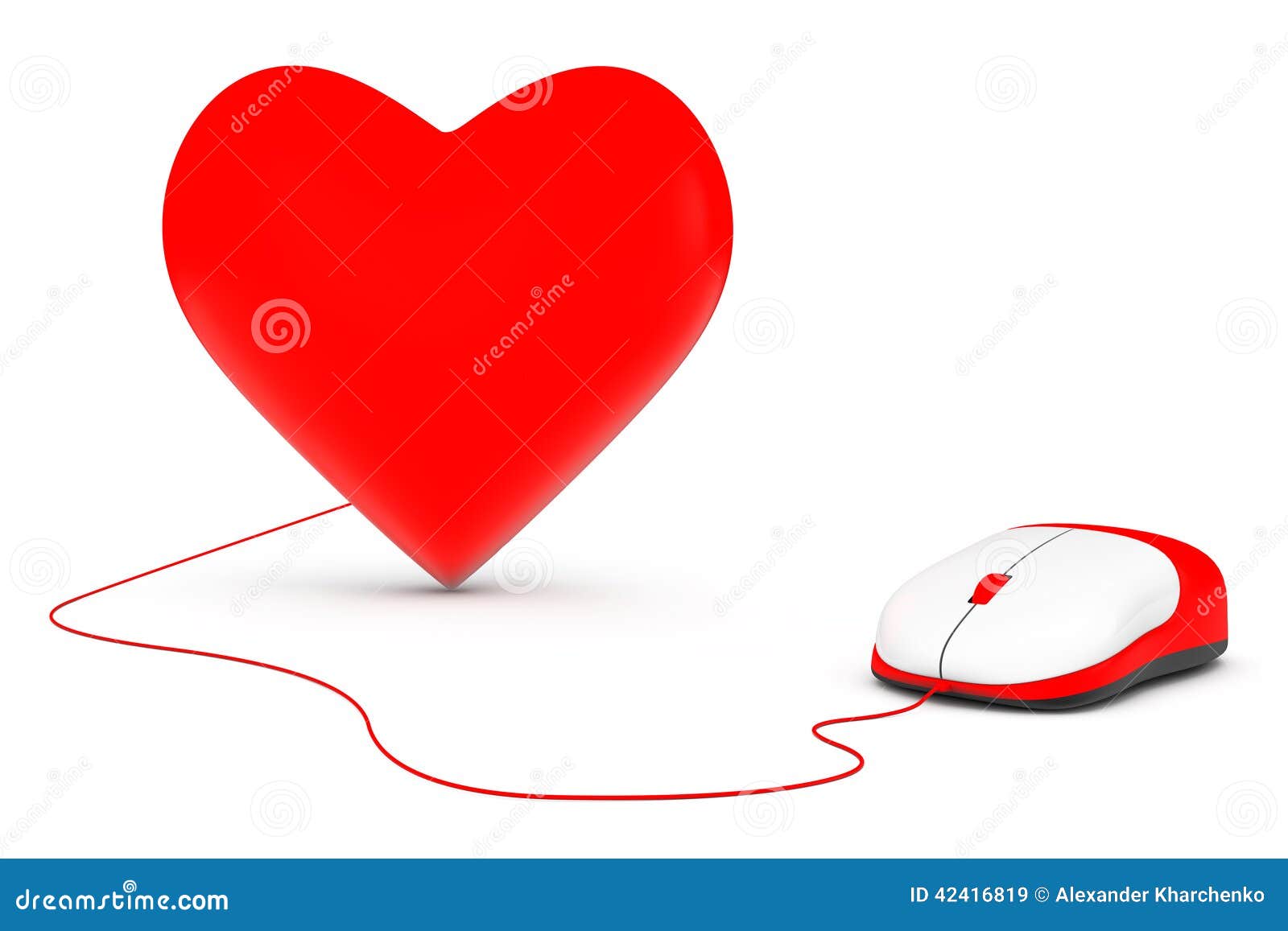 Computer Mouse Connected To a Red Heart Stock Image - Image of abstract ...