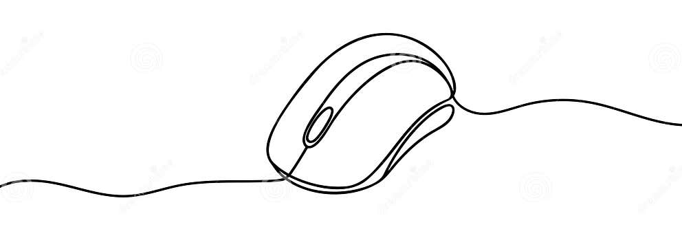 Computer Mouse in Continuous One Line Drawing Vector. Mouse Cursor To ...