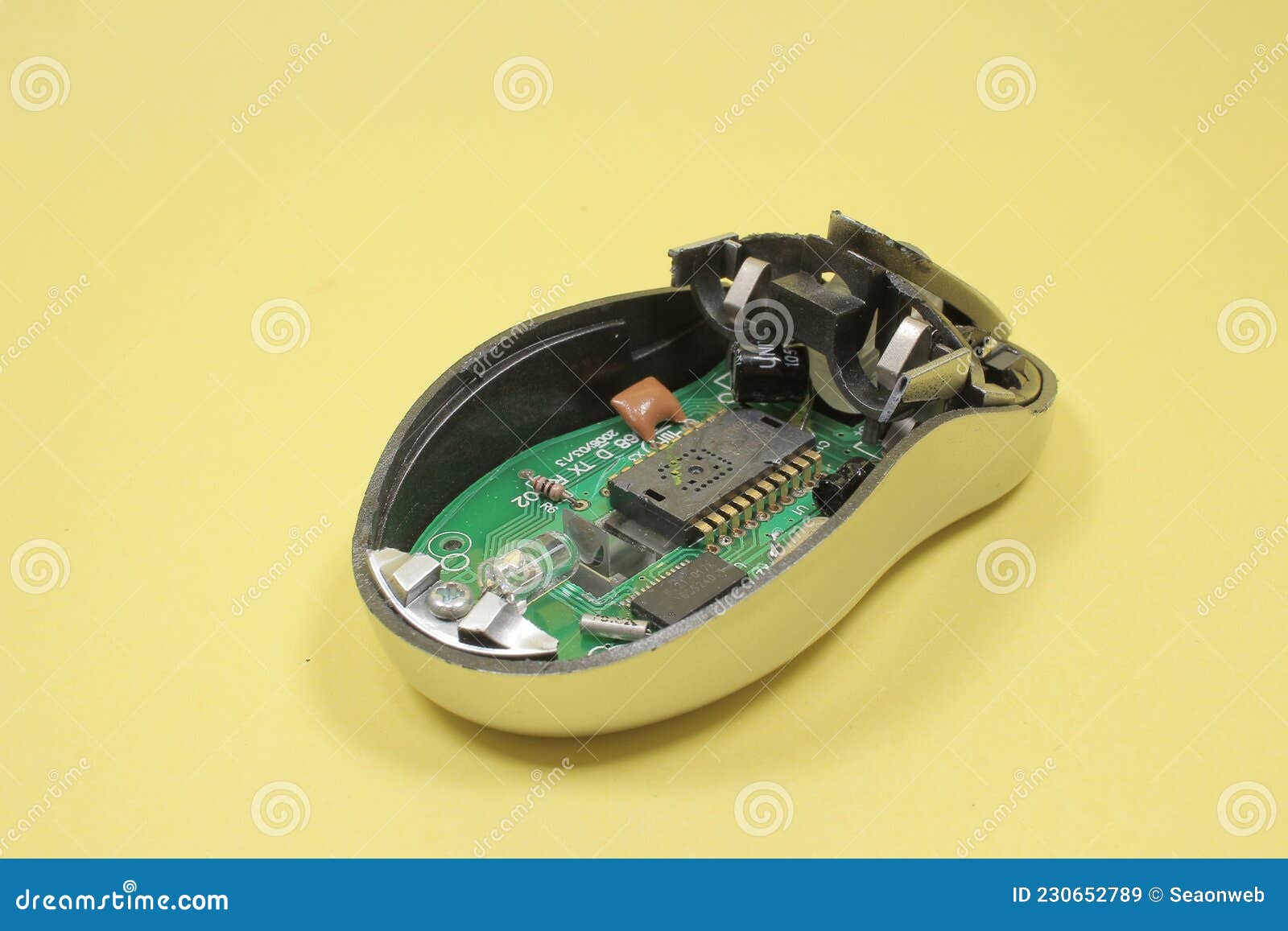 Computer Mouse Cracked Isolated with the Engineer Figure Stock Image ...