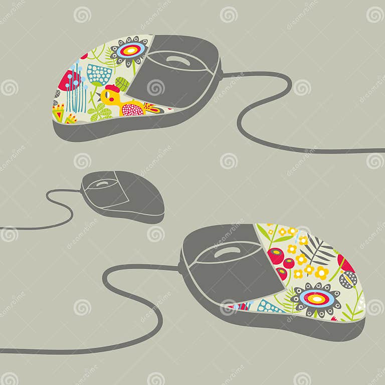 Computer Mouse Decorated with Design Print. Stock Vector - Illustration ...
