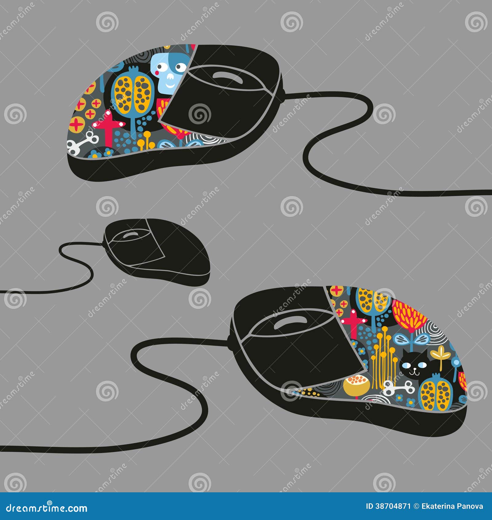 Computer Mouse Decorated with Design Print. Stock Vector - Illustration ...