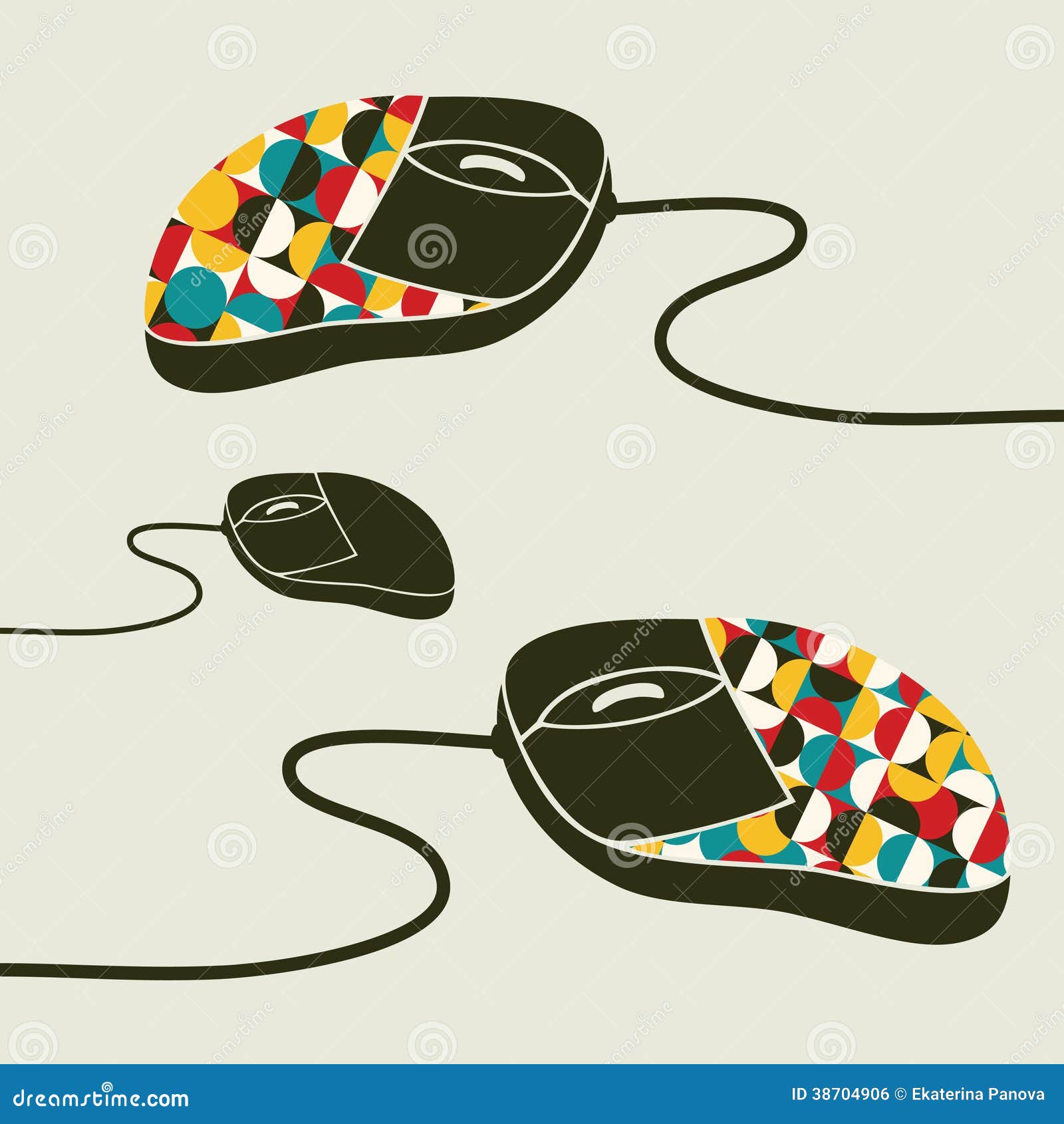 Computer Mouse Decorated with Design Print. Stock Vector - Illustration ...