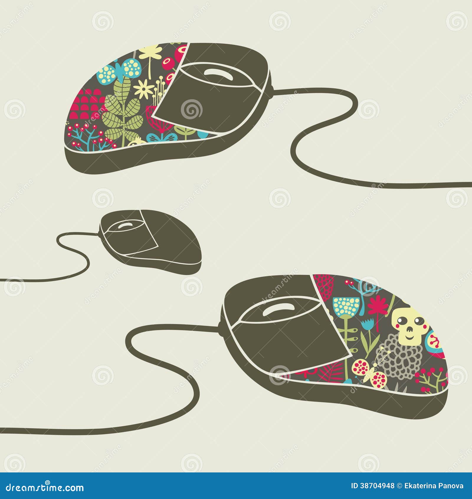 Computer Mouse Decorated with Design Print. Stock Vector - Illustration ...