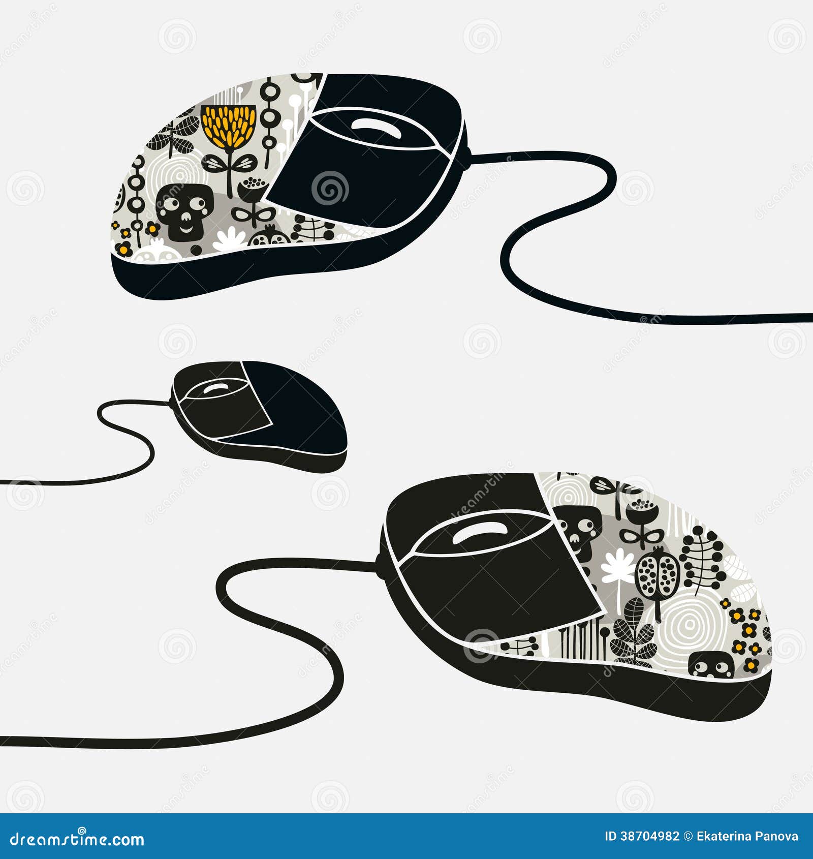 Computer Mouse Decorated with Design Print. Stock Vector - Illustration ...