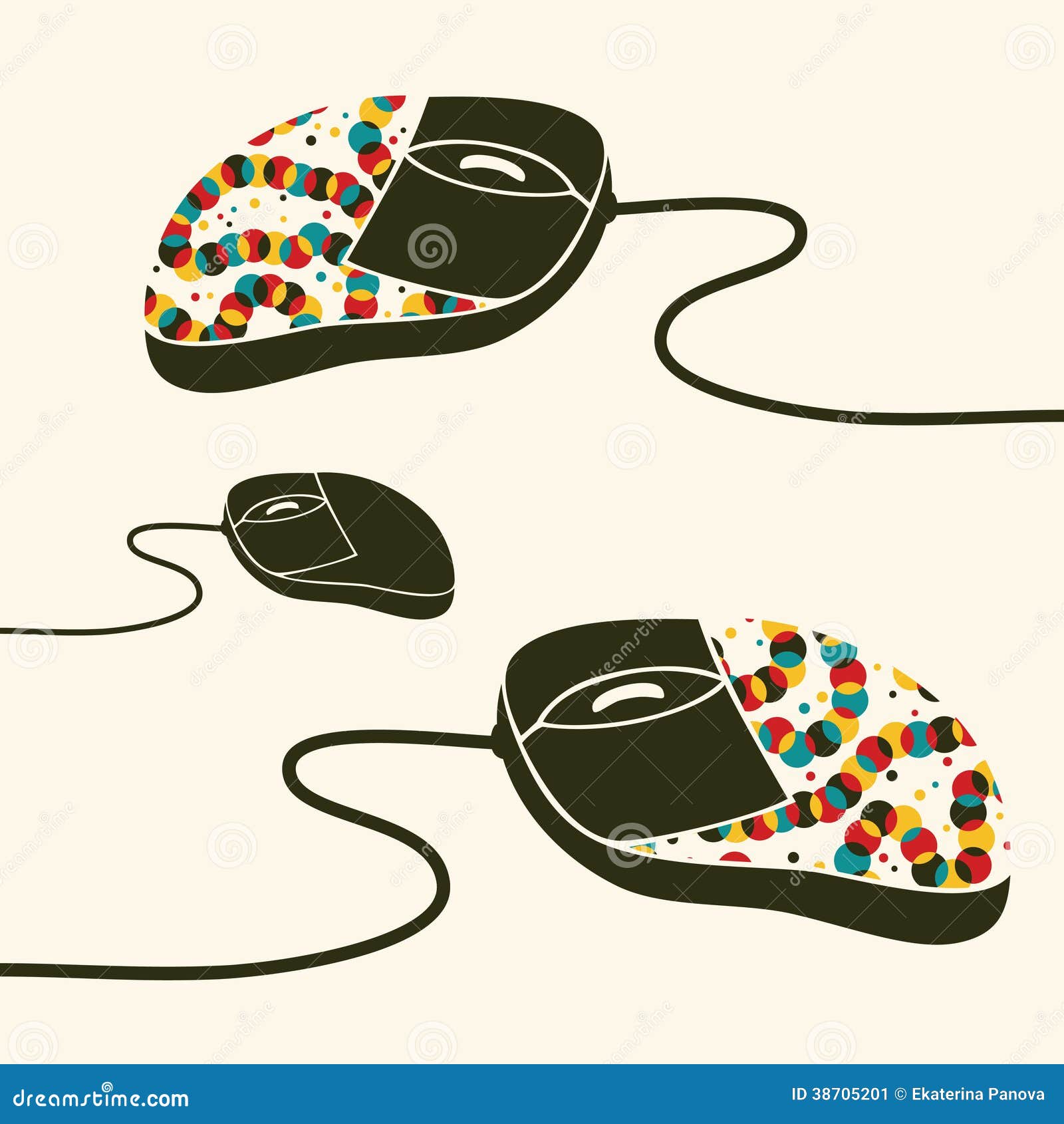 Computer Mouse Decorated with Design Print. Stock Vector - Illustration ...