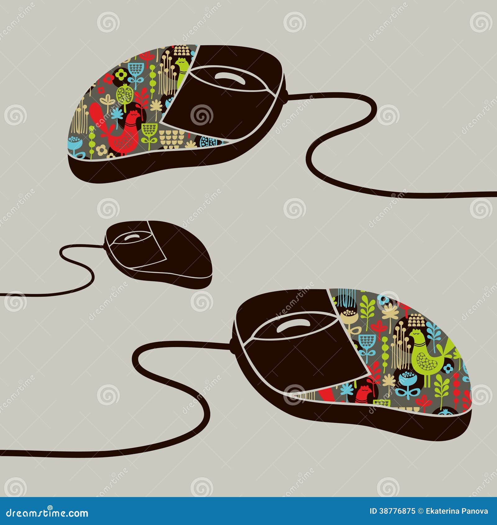 Computer Mouse Decorated with Design Print. Stock Vector - Illustration ...