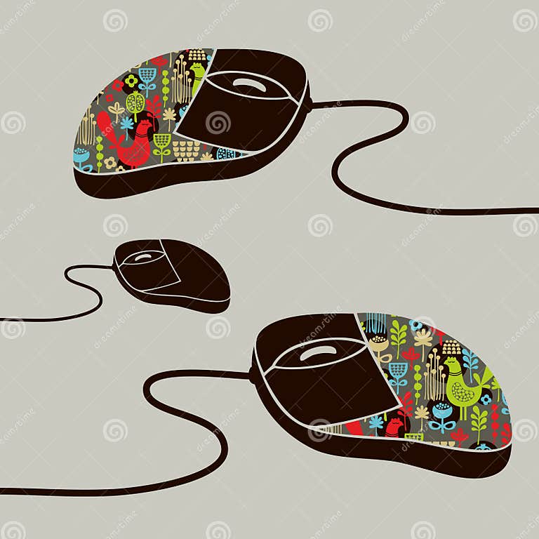 Computer Mouse Decorated with Design Print. Stock Vector - Illustration ...