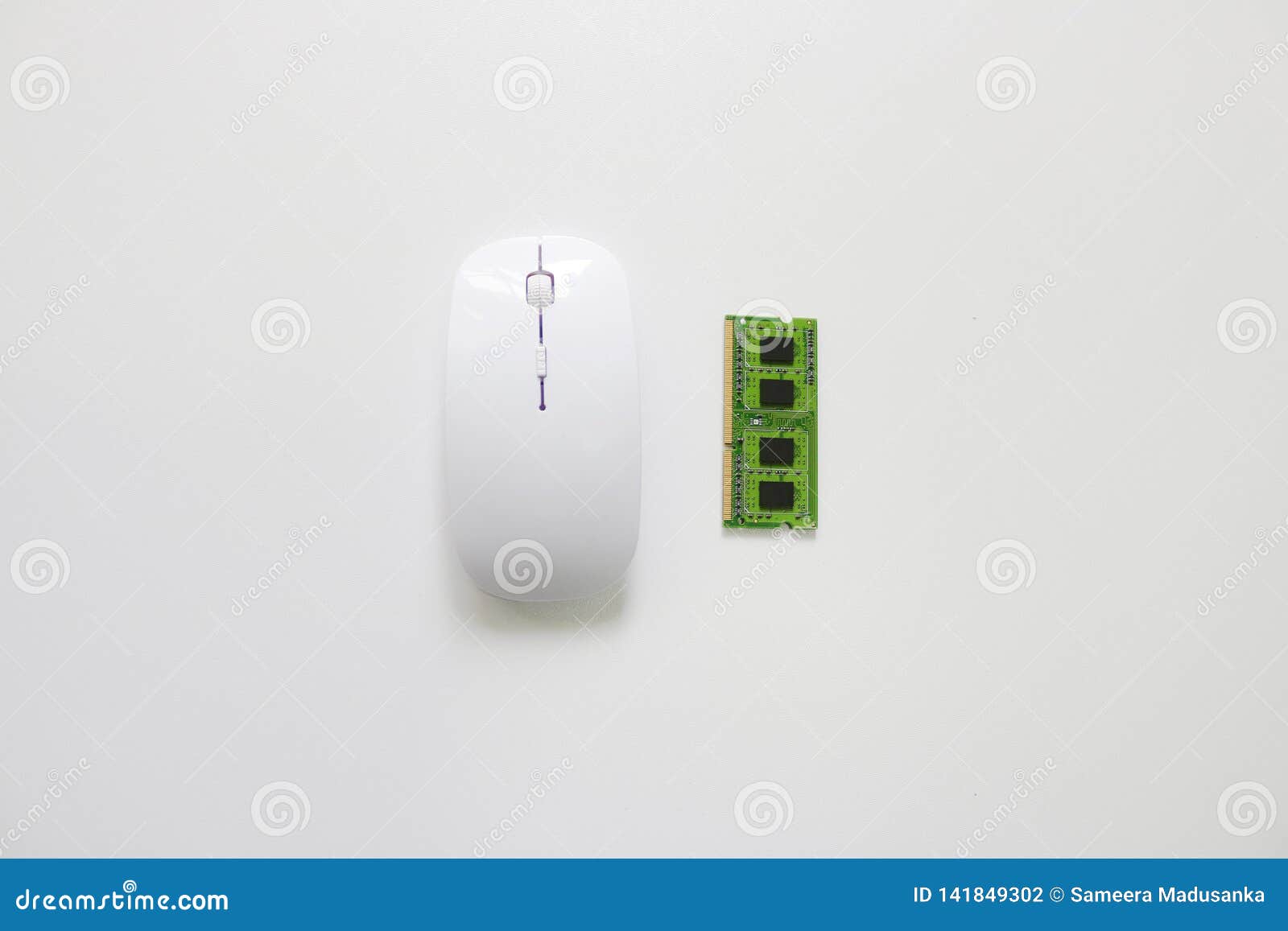 Computer Devices Wireless Mouse and RAM Card Stock Photo - Image of ...