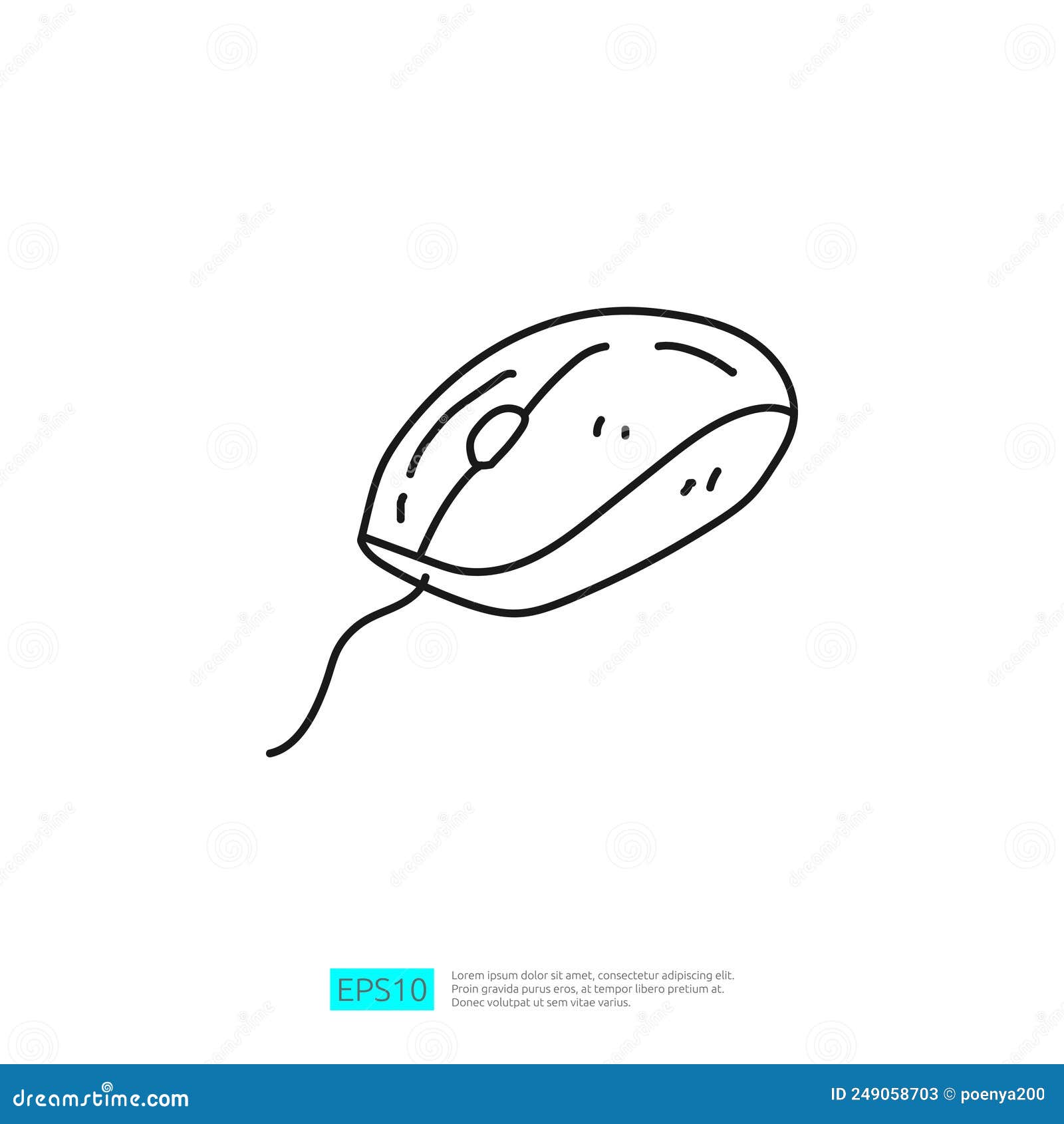 Computer Mouse Doodle Line Icon Stock Vector - Illustration of drawn ...