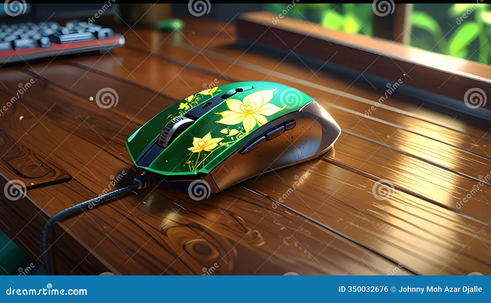 A Computer Mouse with an Elegant Lotus Flower Design Stock Illustration ...