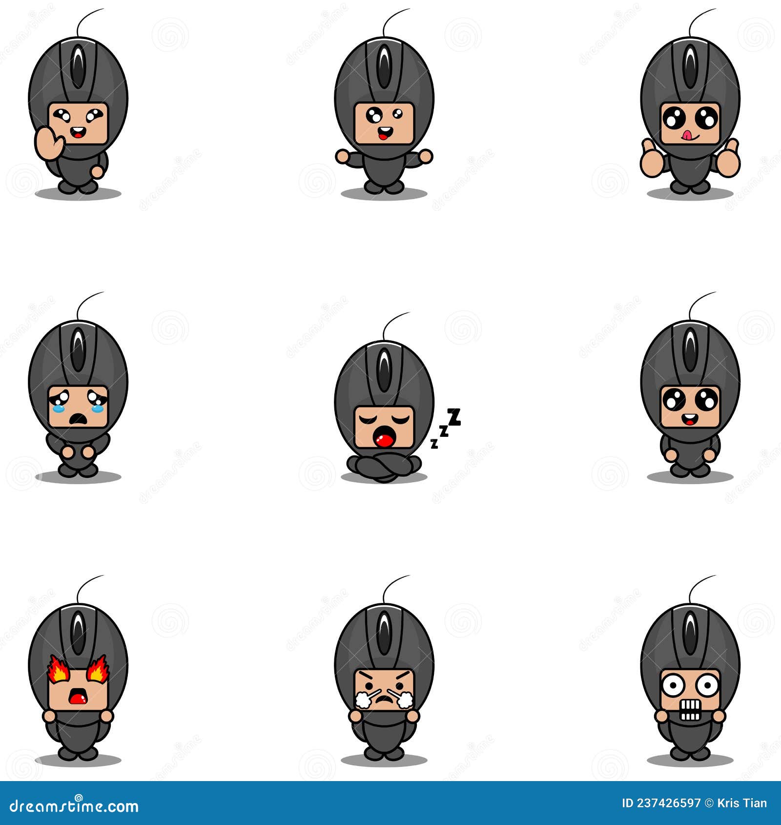 Computer Mouse Expression Bundle Set Stock Vector - Illustration of ...