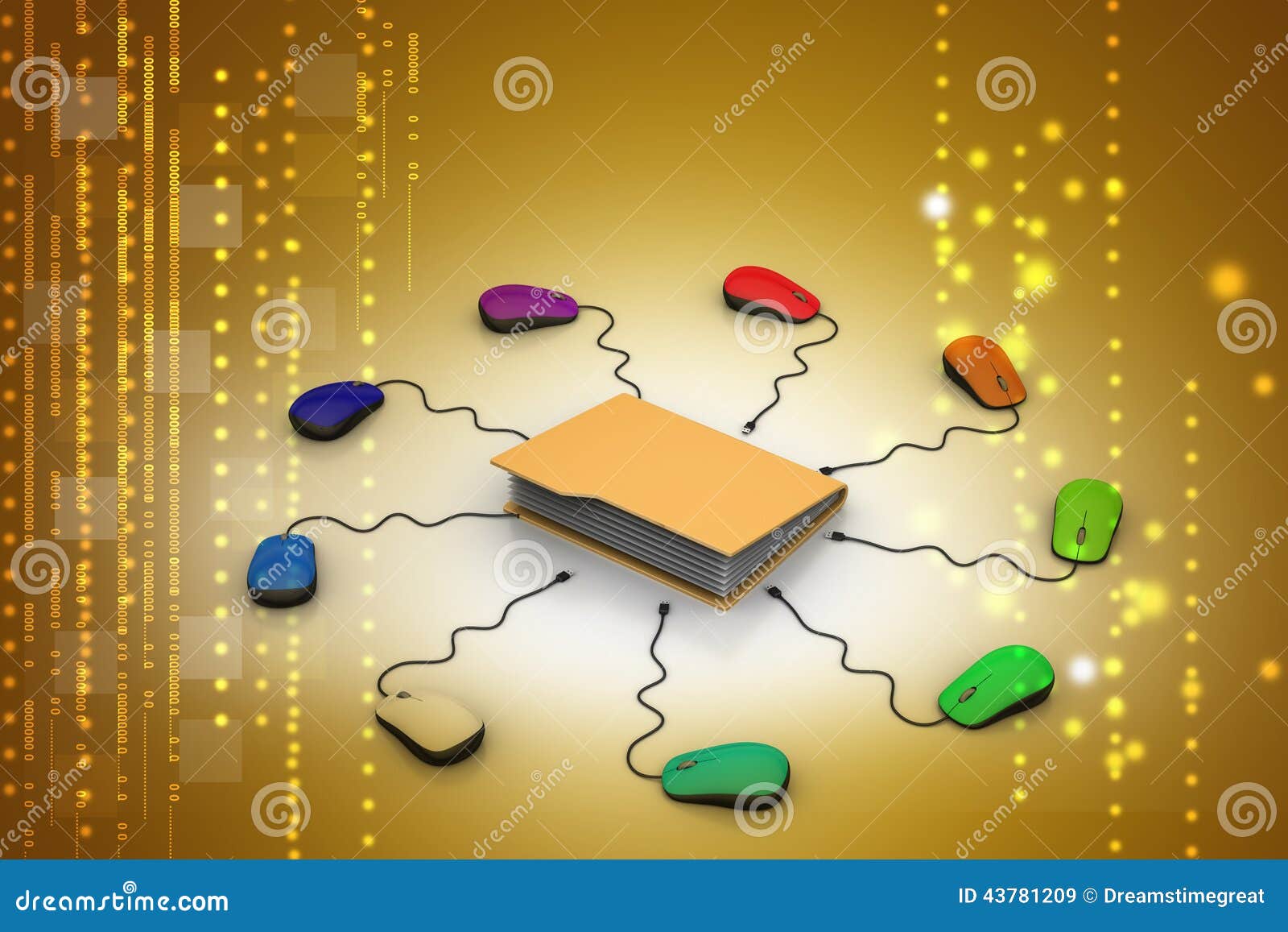 Computer Mouse with File Folder Stock Illustration - Illustration of ...
