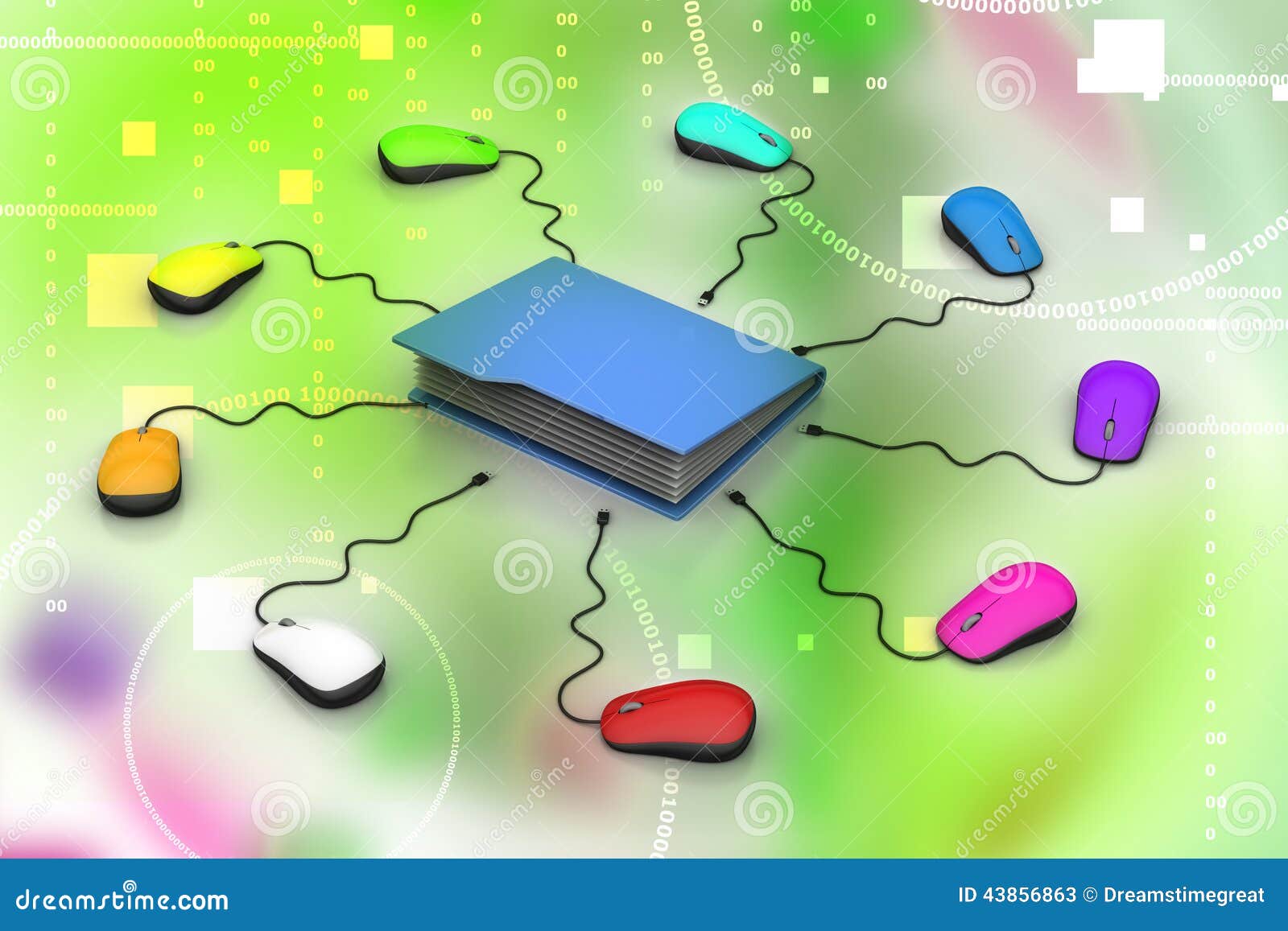Computer Mouse with File Folder Stock Illustration - Illustration of ...