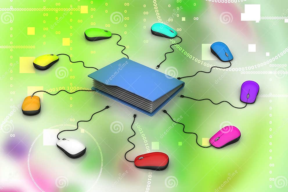 Computer Mouse with File Folder Stock Illustration - Illustration of ...