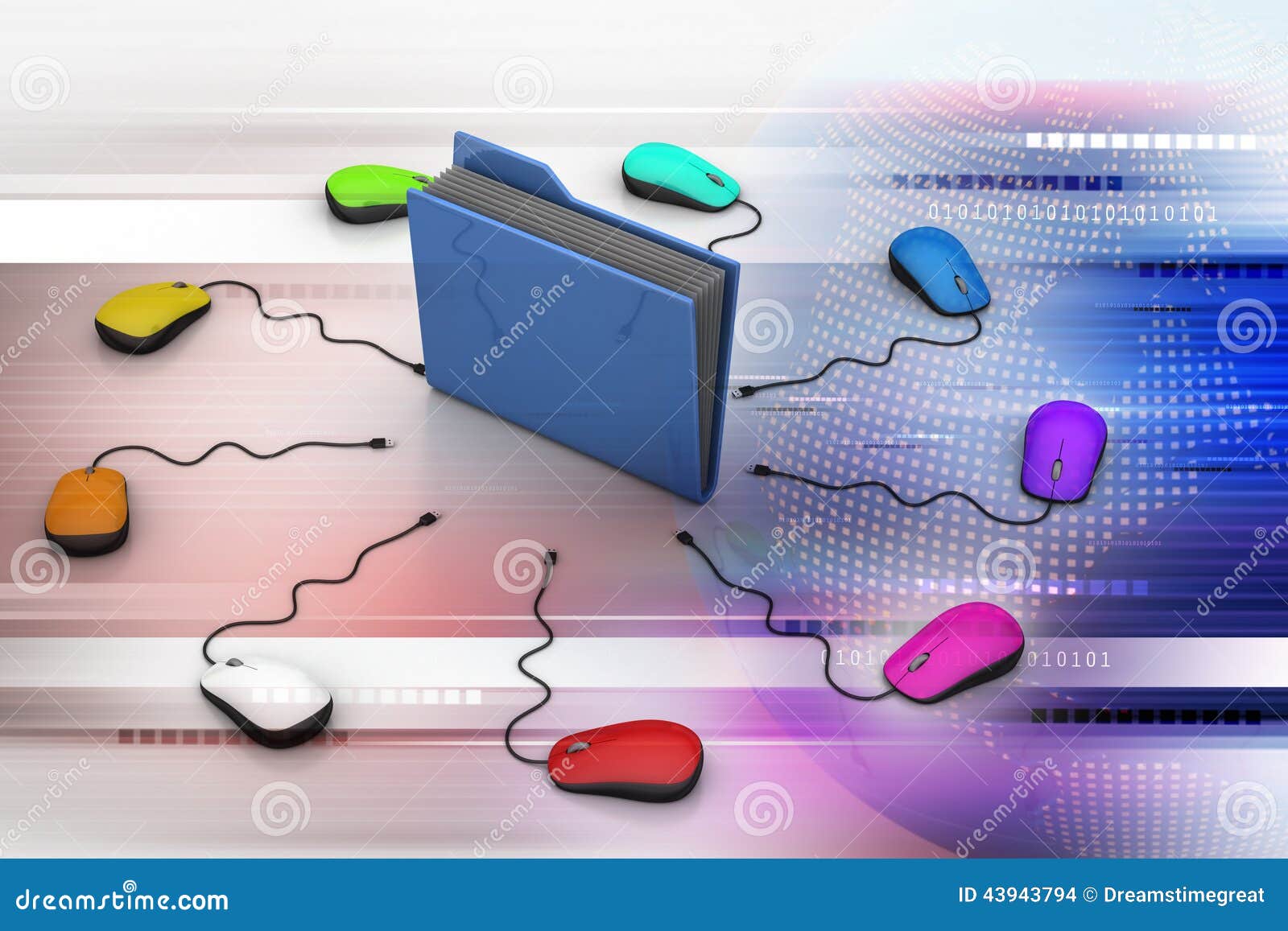 Computer Mouse with File Folder Stock Illustration - Illustration of ...