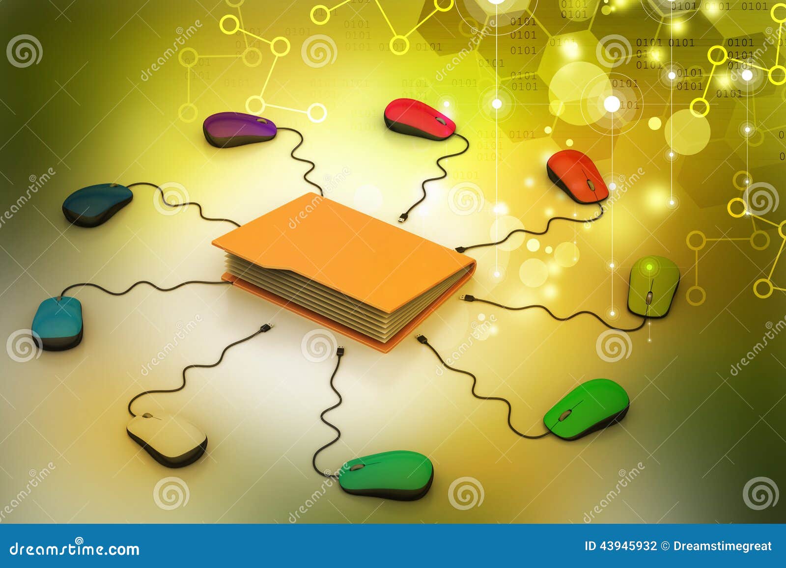 Computer Mouse with File Folder Stock Illustration - Illustration of ...