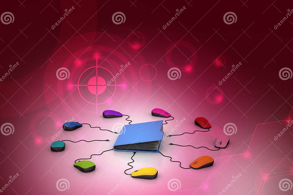 Computer Mouse with File Folder Stock Illustration - Illustration of ...