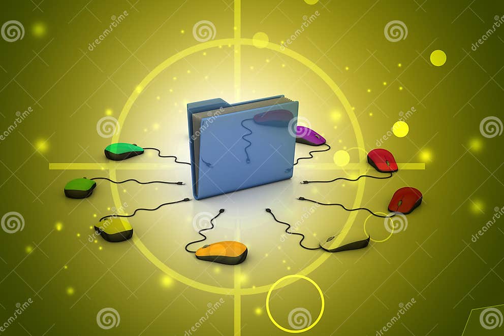 Computer Mouse with File Folder Stock Illustration - Illustration of ...