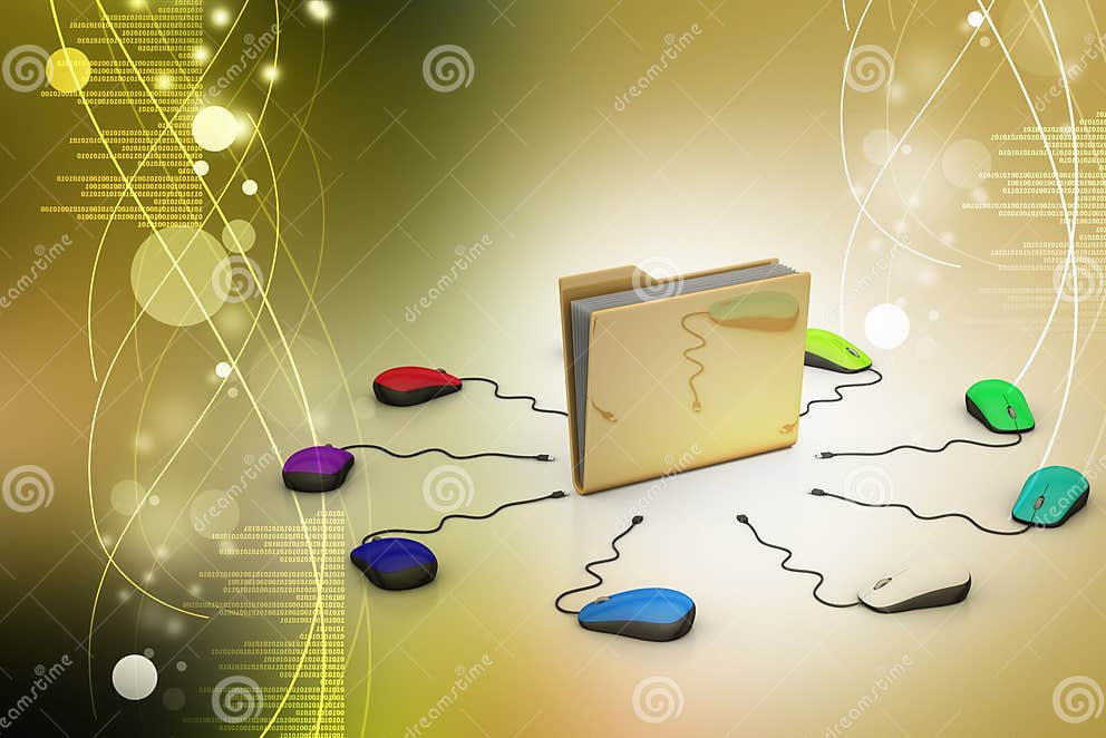 Computer Mouse with File Folder Stock Illustration - Illustration of ...