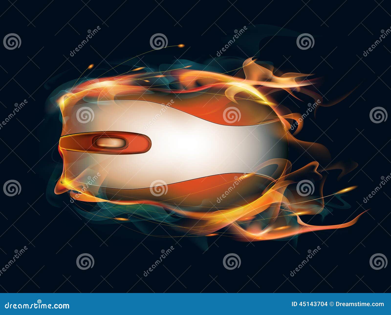 Computer mouse on fire stock vector. Illustration of computer - 45143704
