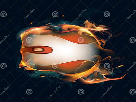 Computer mouse on fire stock vector. Illustration of computer - 45143704