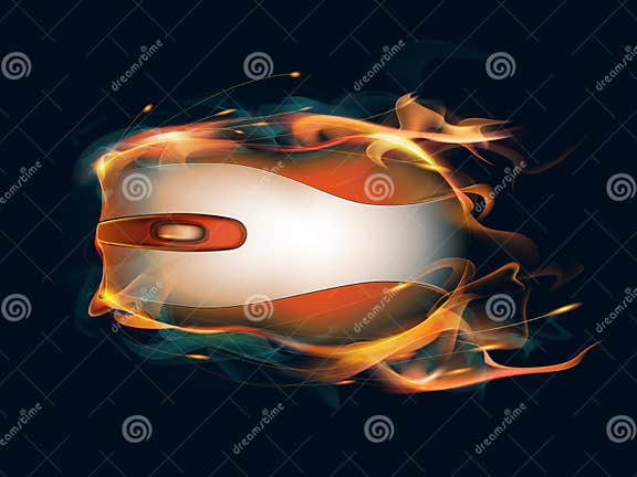 Computer mouse on fire stock vector. Illustration of computer - 45143704
