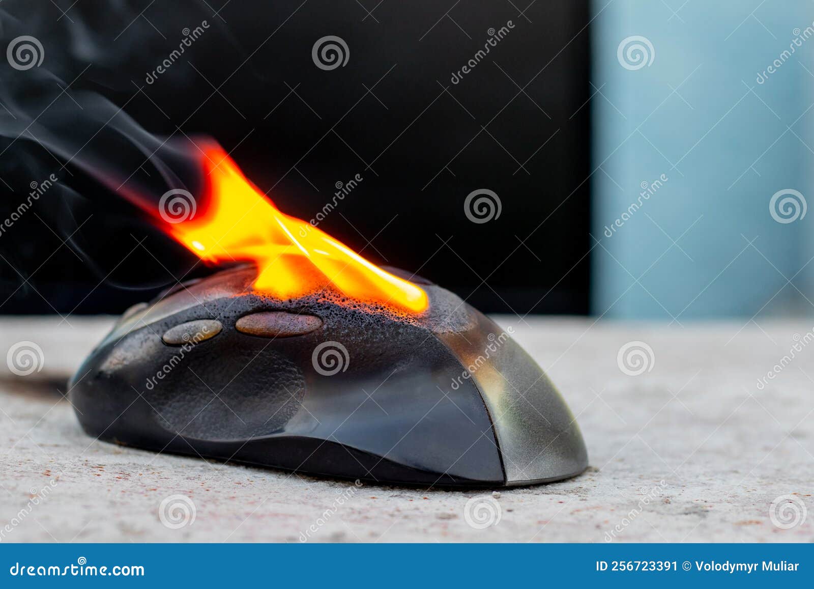 Computer Mouse in Flames. Careless Handling of Equipment, Fire Stock ...