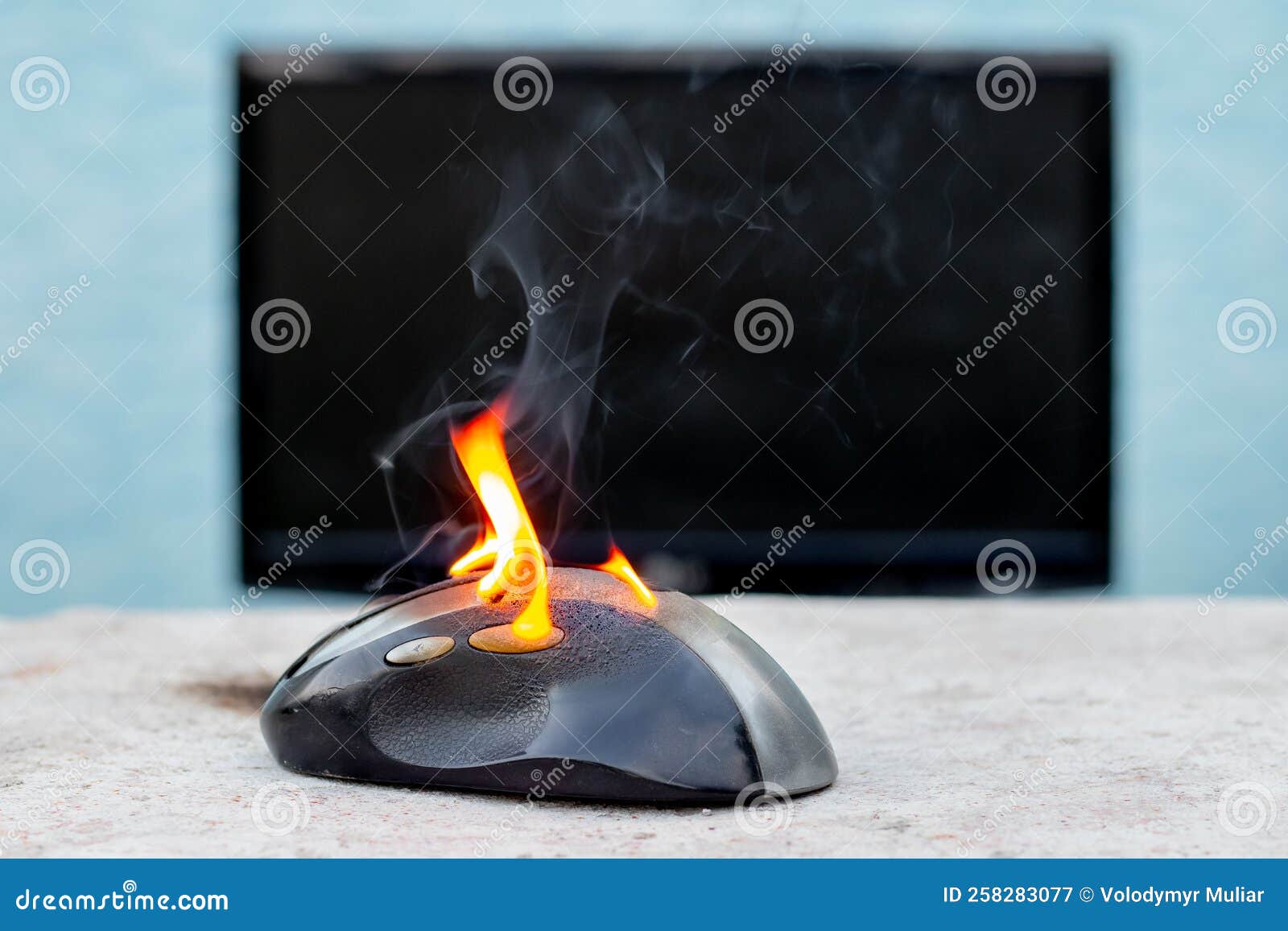 Computer Mouse in Flames. Careless Handling of Equipment, Fire Stock ...