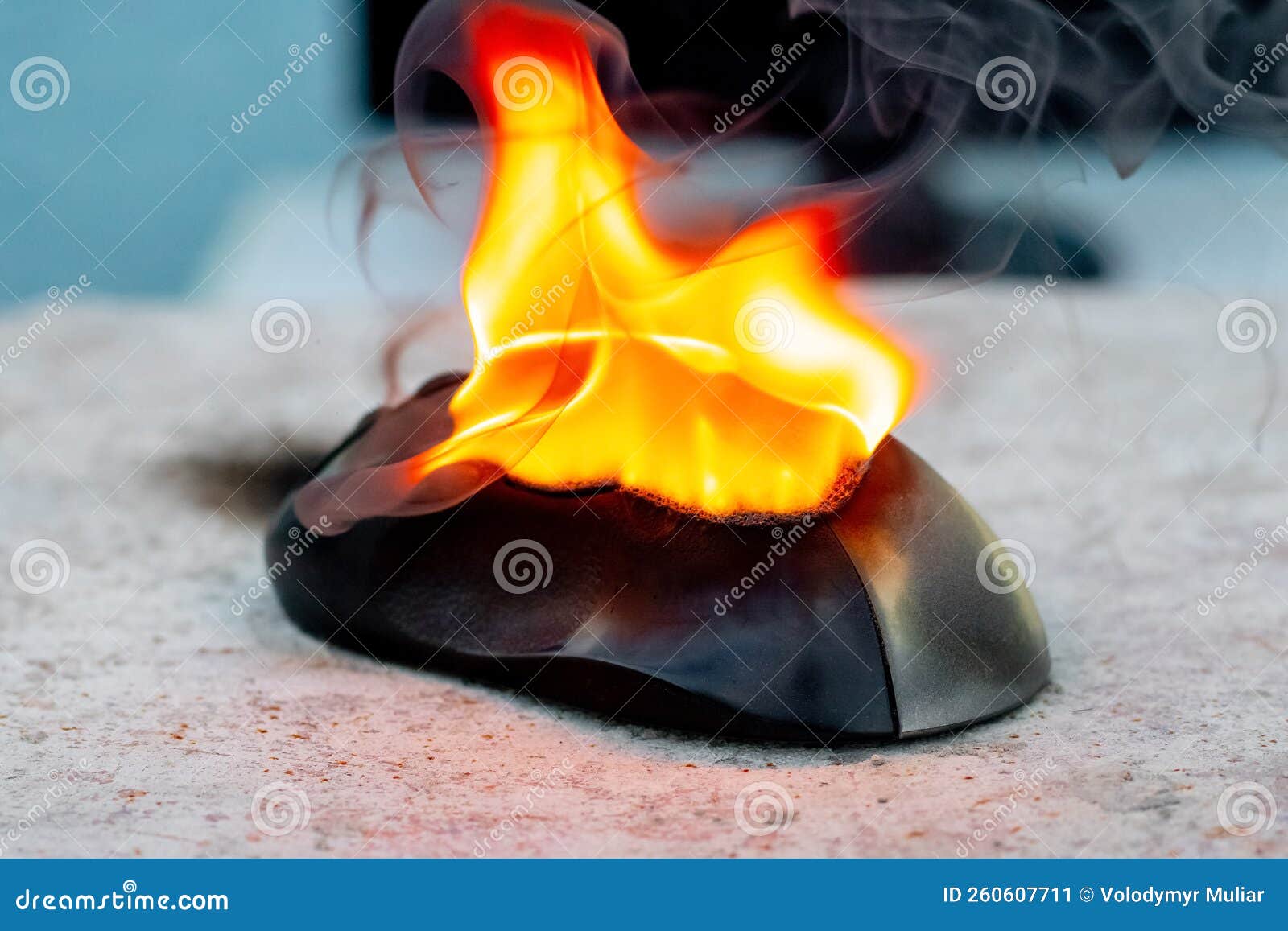Computer Mouse in Flames. Careless Handling of Equipment, Fire Stock ...