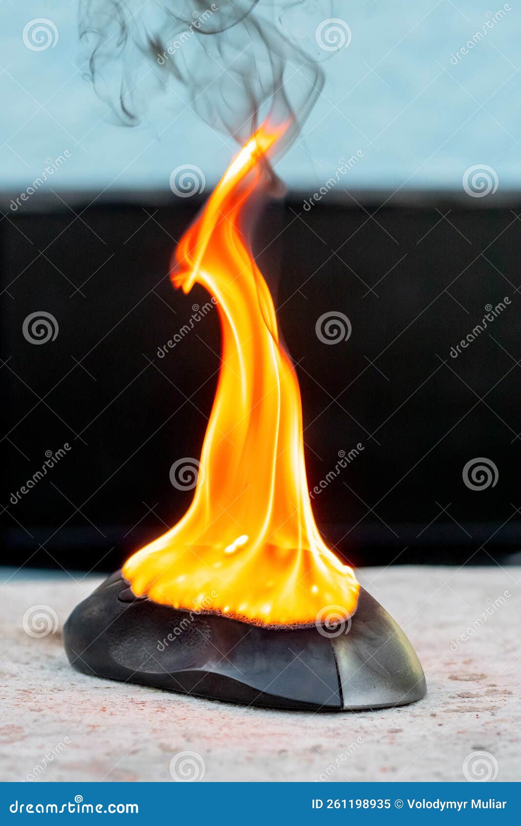 Computer Mouse in Flames. Careless Handling of Equipment, Fire Stock ...