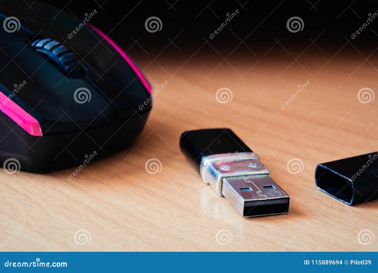 Computer Mouse and Flash Drive Stock Photo - Image of information ...