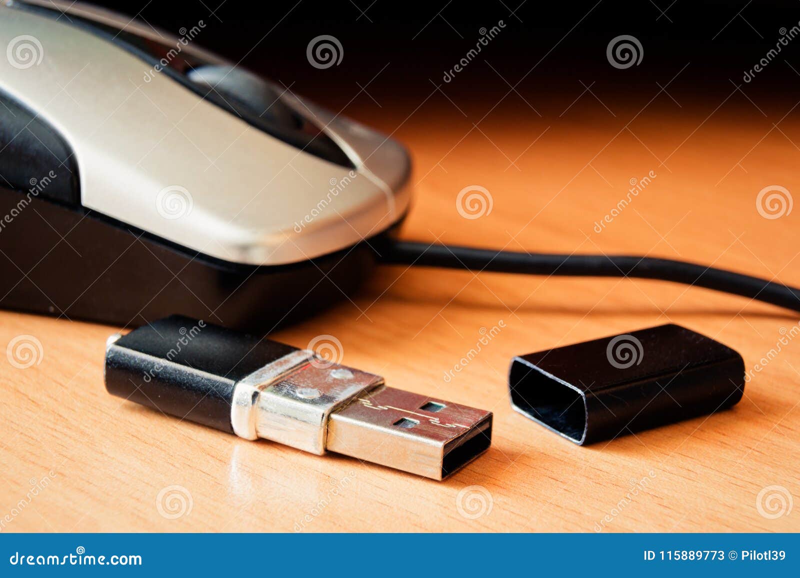 Computer Mouse and Flash Drive Stock Image - Image of metal, drive ...