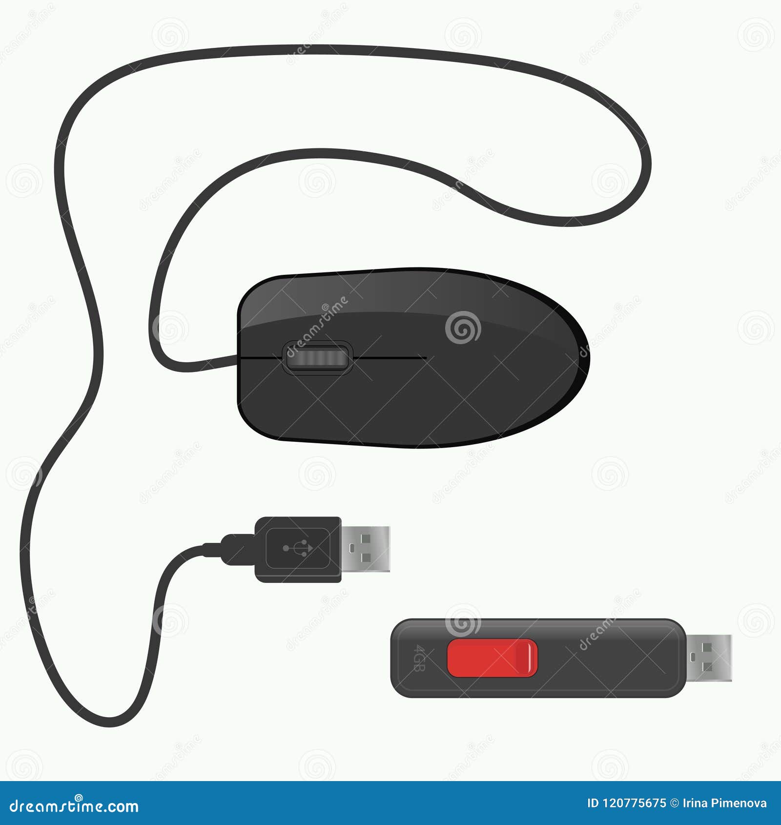 Computer Mouse, Flash Drive Vector Illustration Stock Vector ...