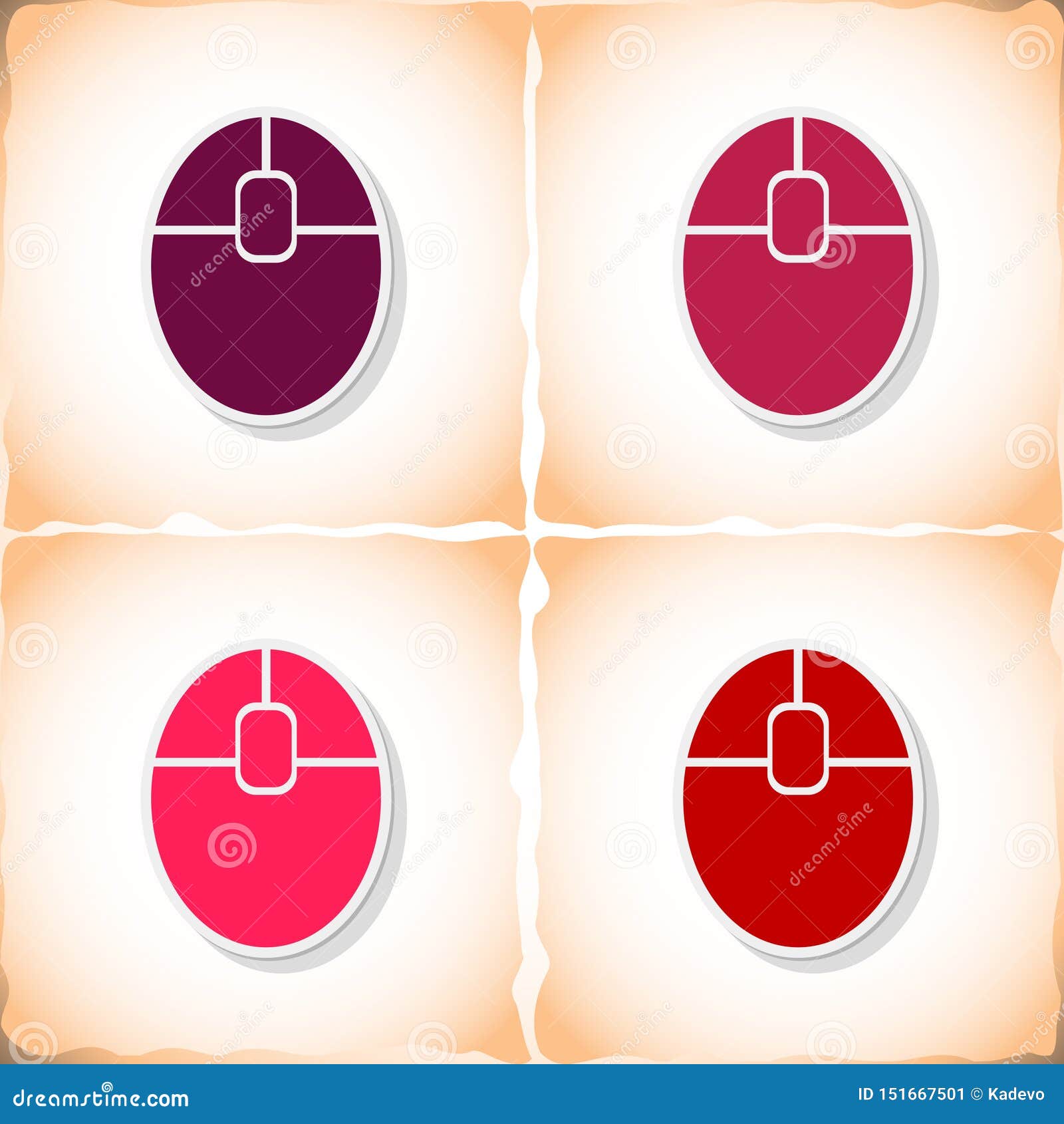 Computer Mouse. Flat Sticker with Shadow on Old Paper Stock Vector ...