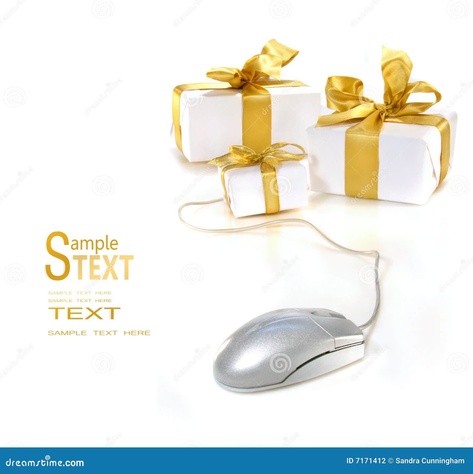 Computer Mouse with Gold Ribbon Gifts Stock Photo - Image of isolated ...