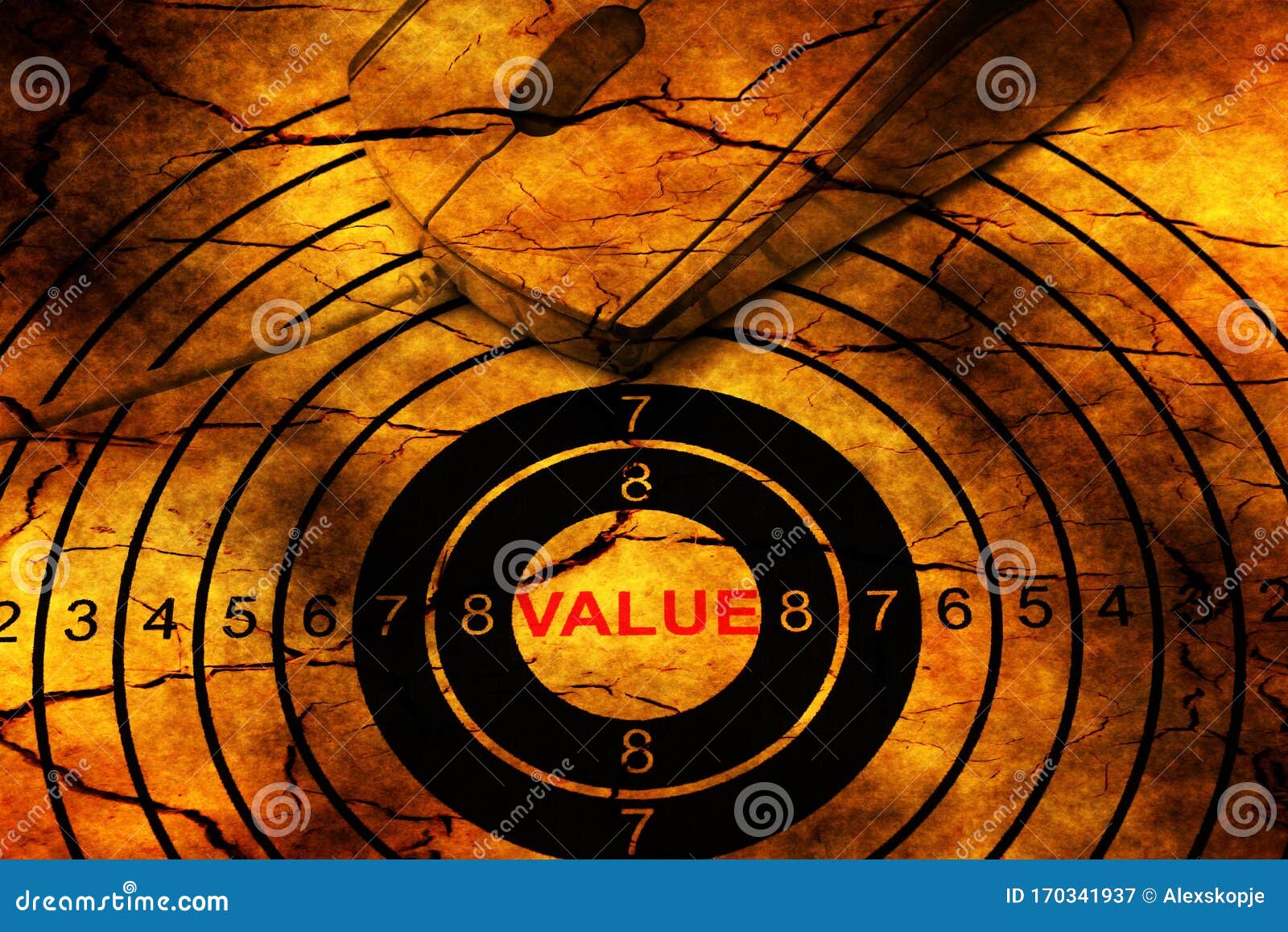 Computer Mouse on Grunge Value Target Stock Image - Image of objective ...