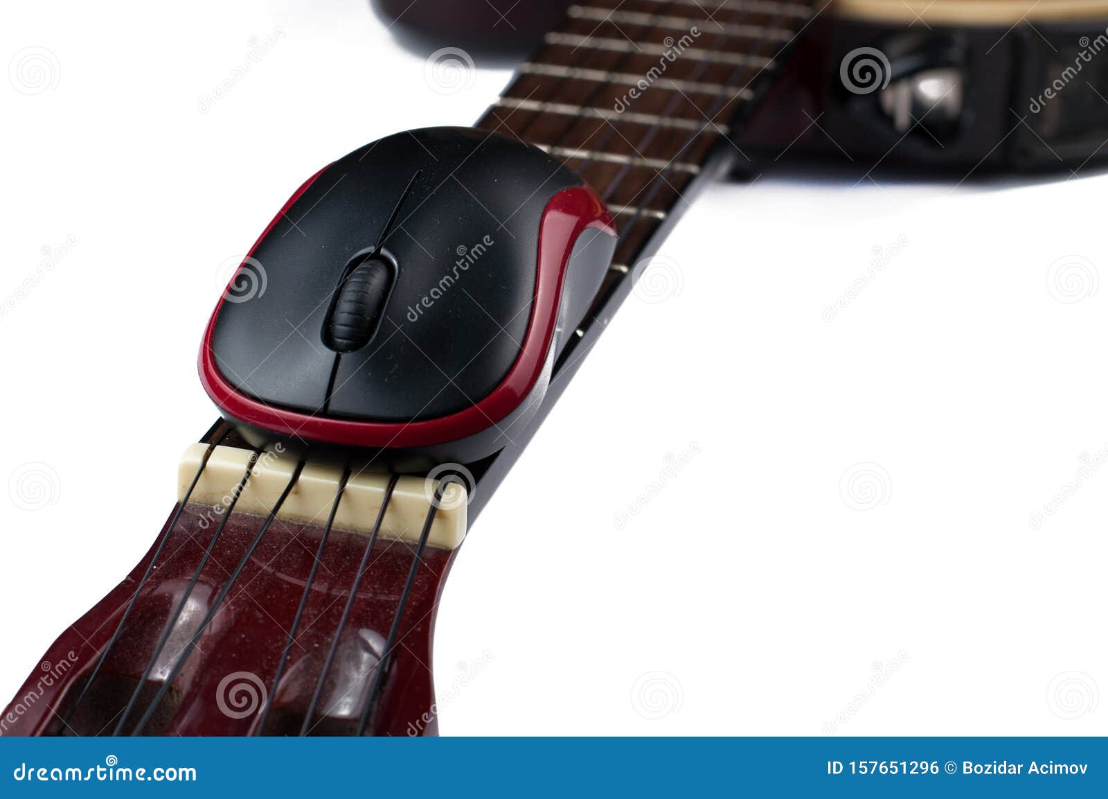 Computer Mouse and Guitar Isolated on White Background Stock Photo ...