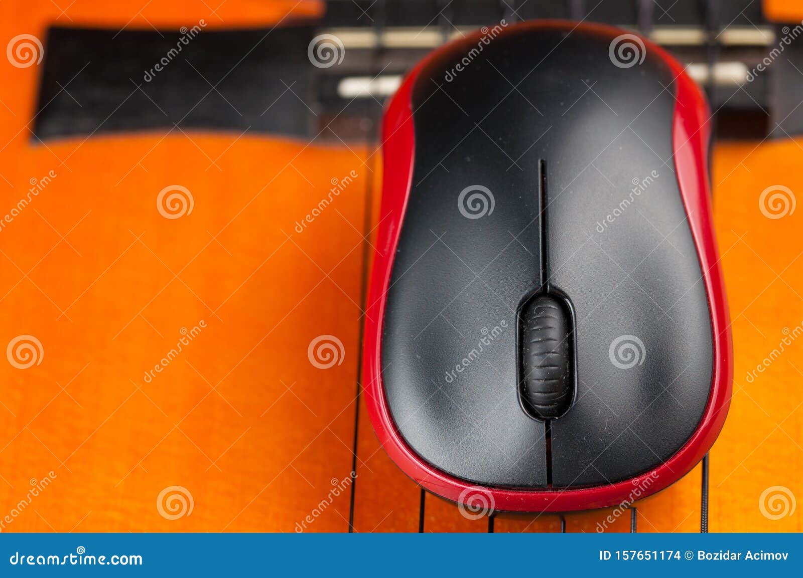 Computer Mouse and Guitar on White Background Stock Photo - Image of ...