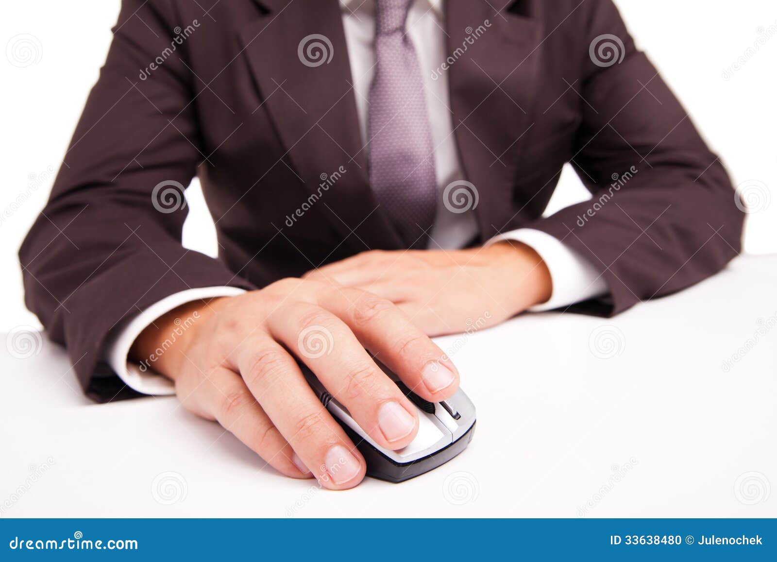 Computer Mouse in Hand Businessman on White Stock Photo - Image of ...