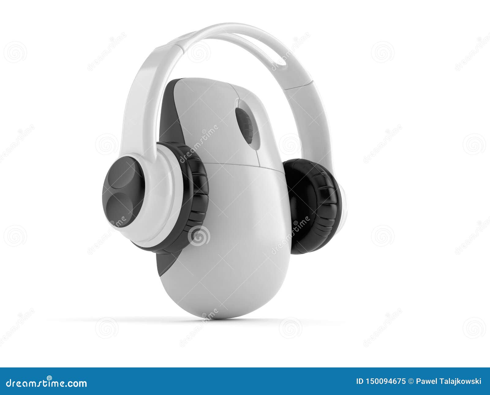 Computer Mouse with Headphones Stock Illustration - Illustration of ...
