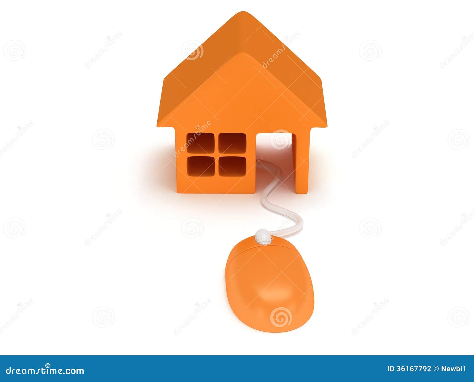 Computer Mouse with House. 3d Render. Stock Illustration - Illustration ...