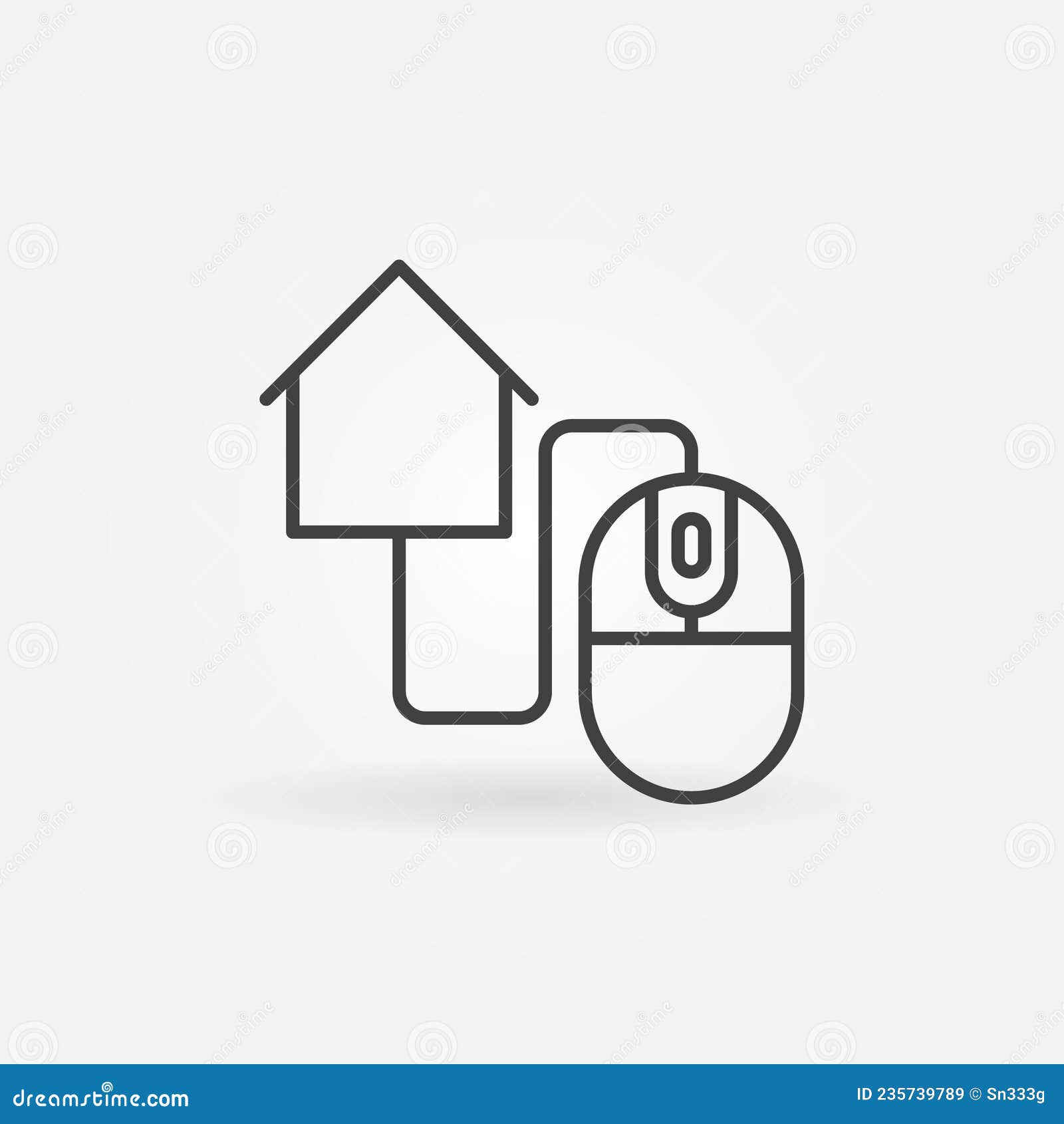 Computer Mouse with House Vector Thin Line Concept Icon Stock Vector ...