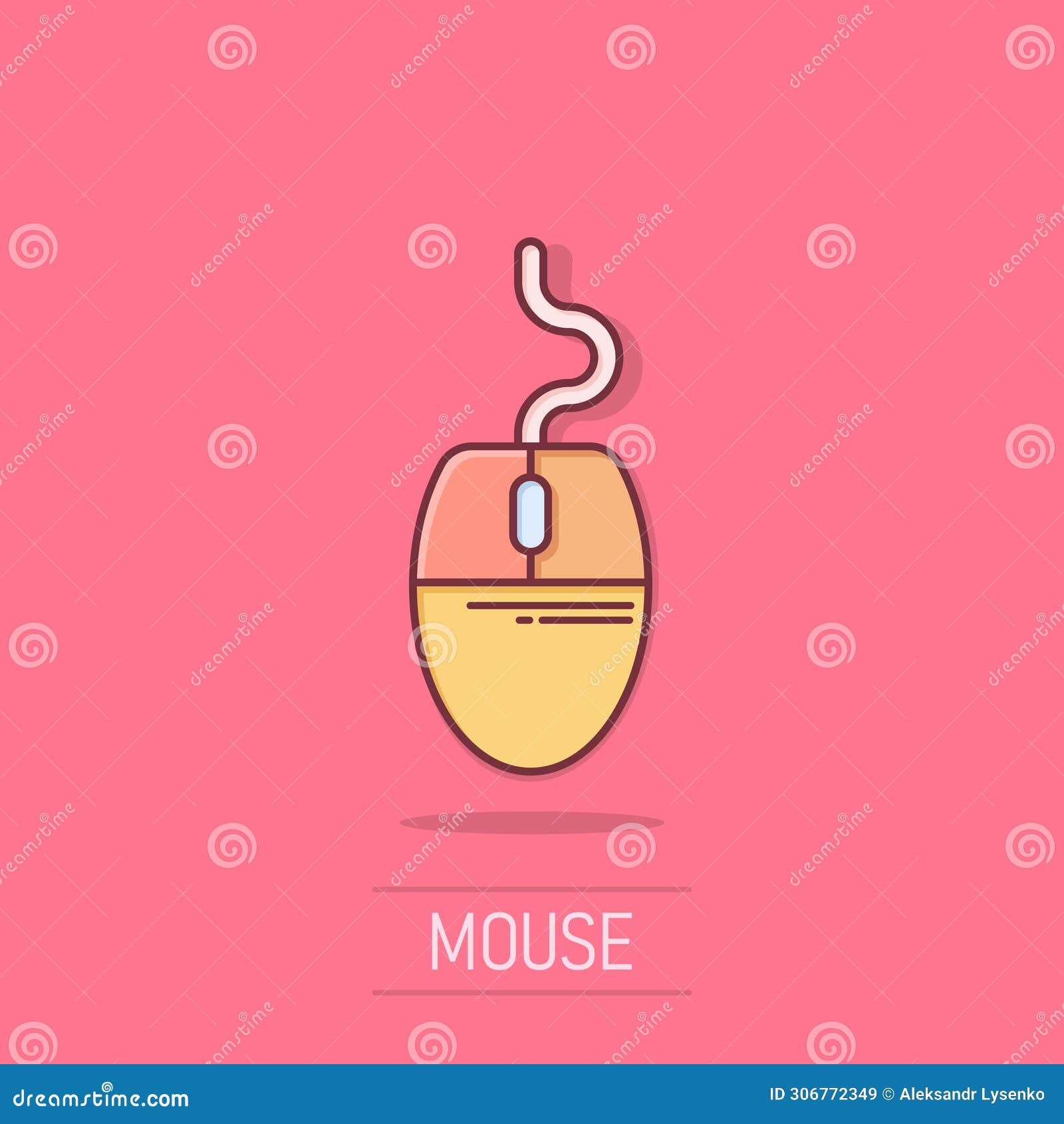 Computer Mouse Icon in Comic Style. Cursor Cartoon Vector Illustration ...