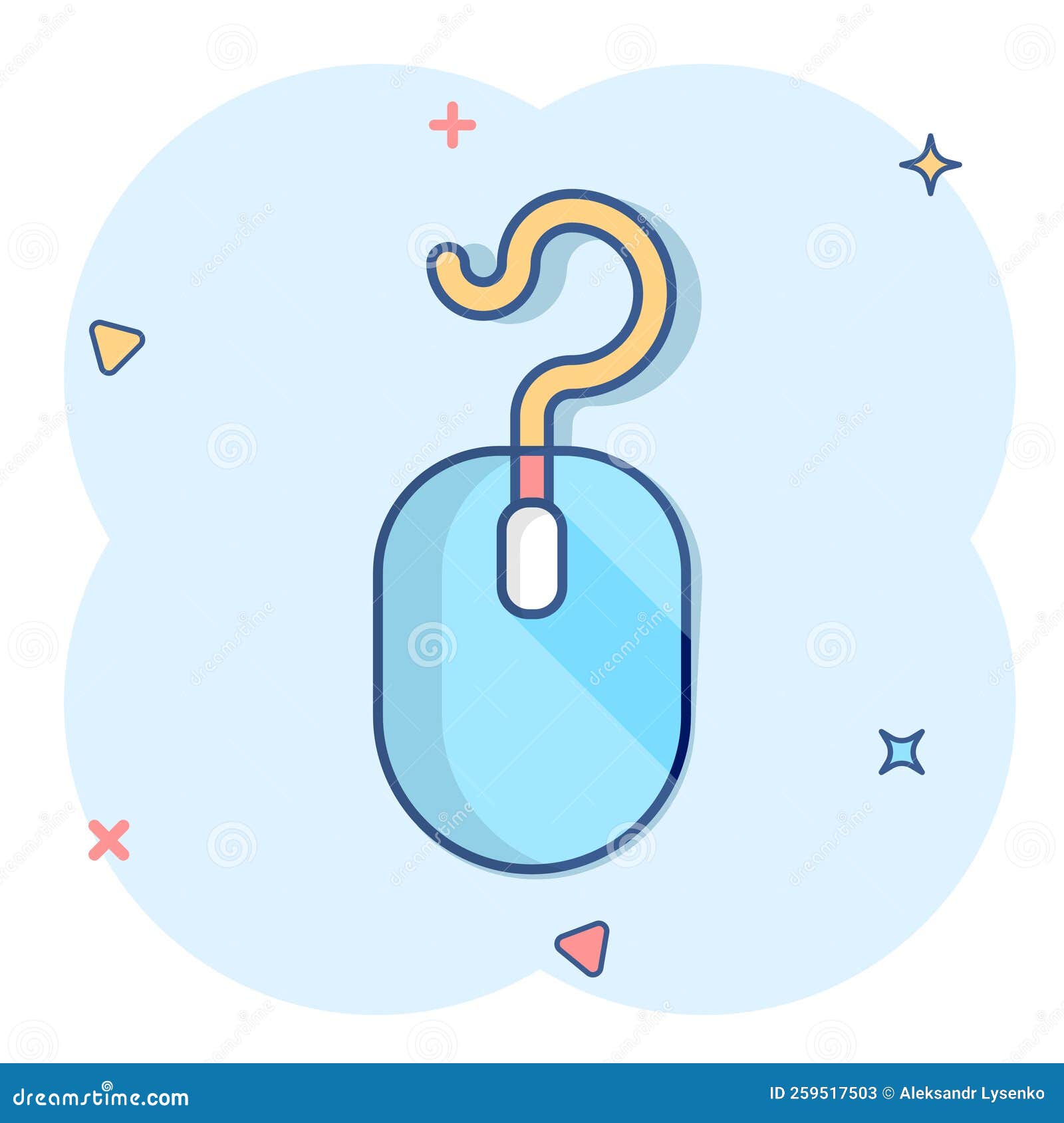 Computer Mouse Icon in Comic Style. Cursor Cartoon Vector Illustration ...